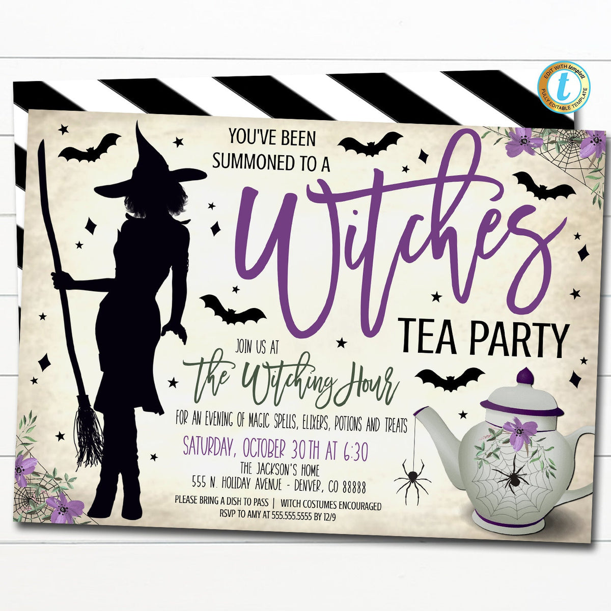 Witches Tea Party Invitation | Halloween Bridal Shower Party — TidyLady ...