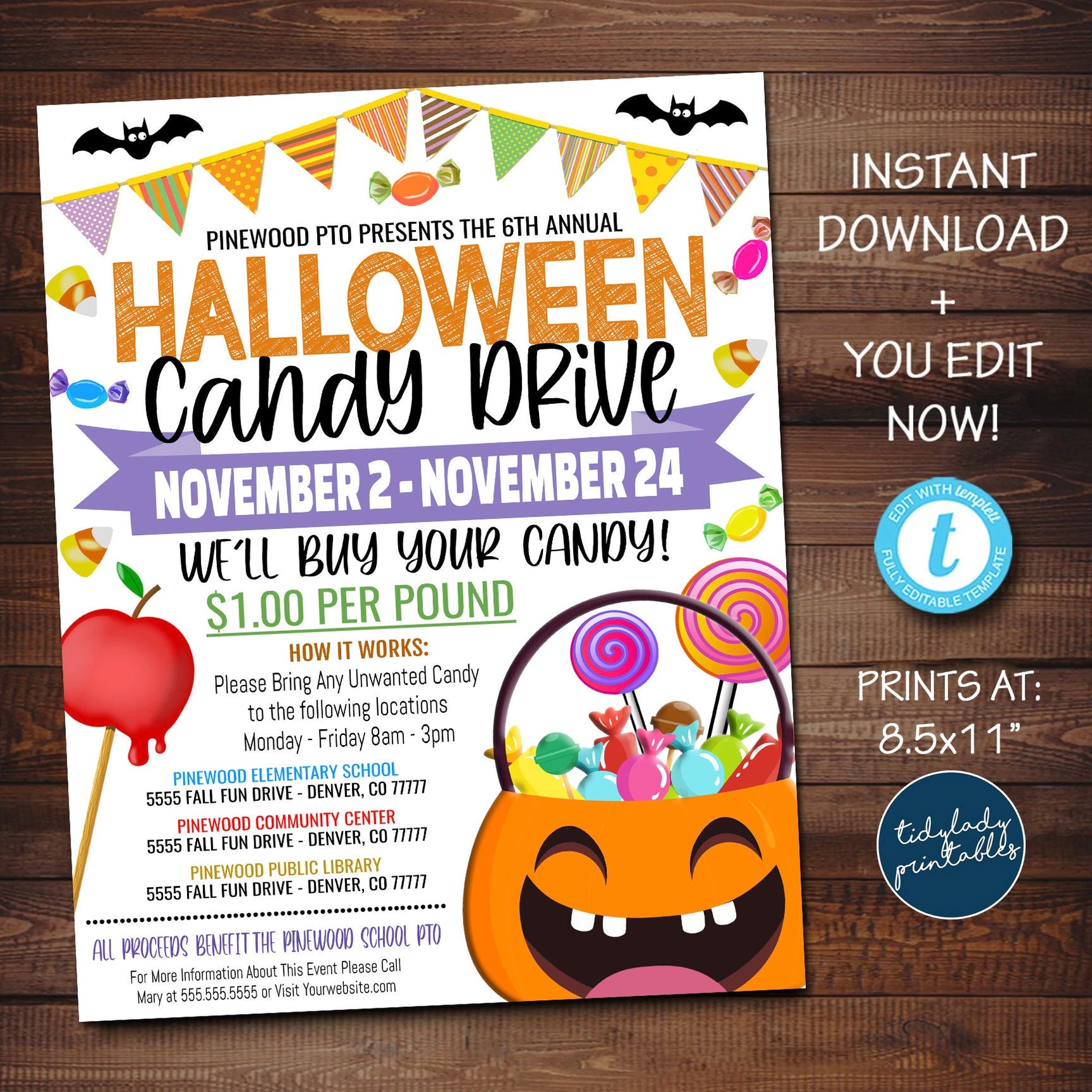 Halloween Candy Drive Flyer Buyback Fundraiser Printable — TidyLady ...