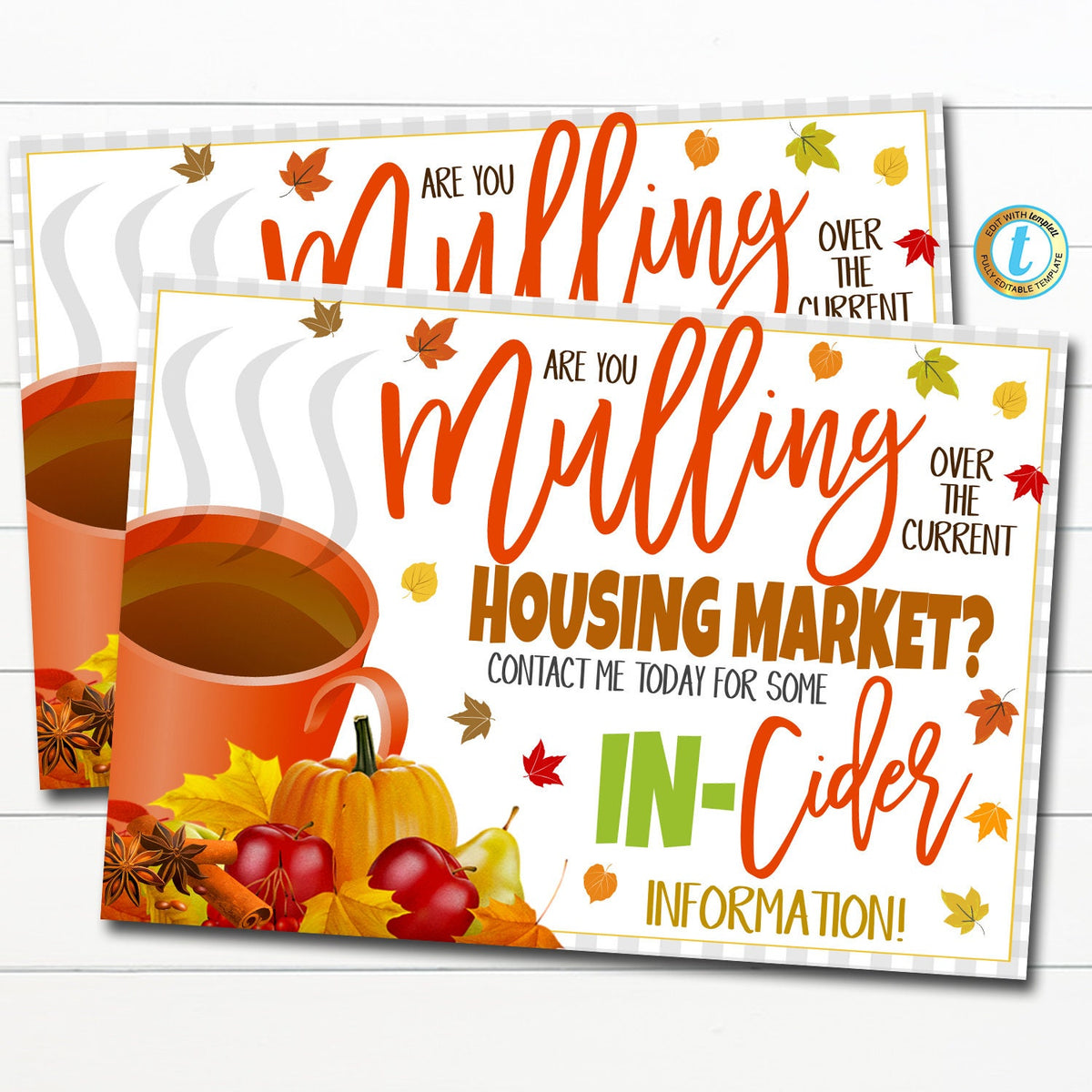 Fall Hot Apple Cider Realtor Postcard Mailer — TidyLady Printables