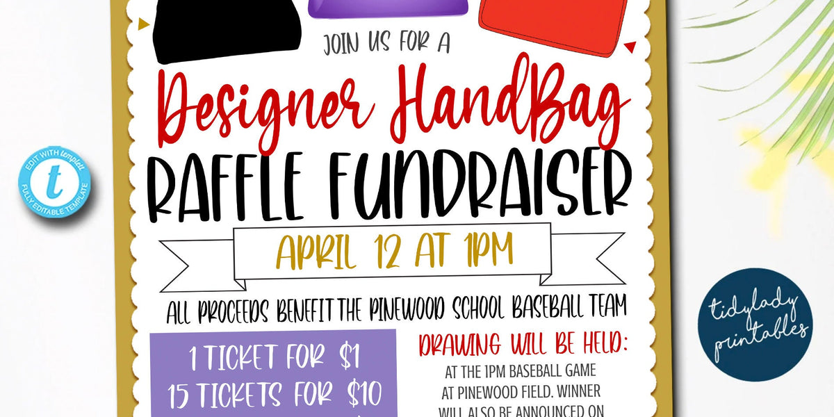 Purse Raffle Ticket Fundraiser Flyer | Designer Handbag Raffle ...