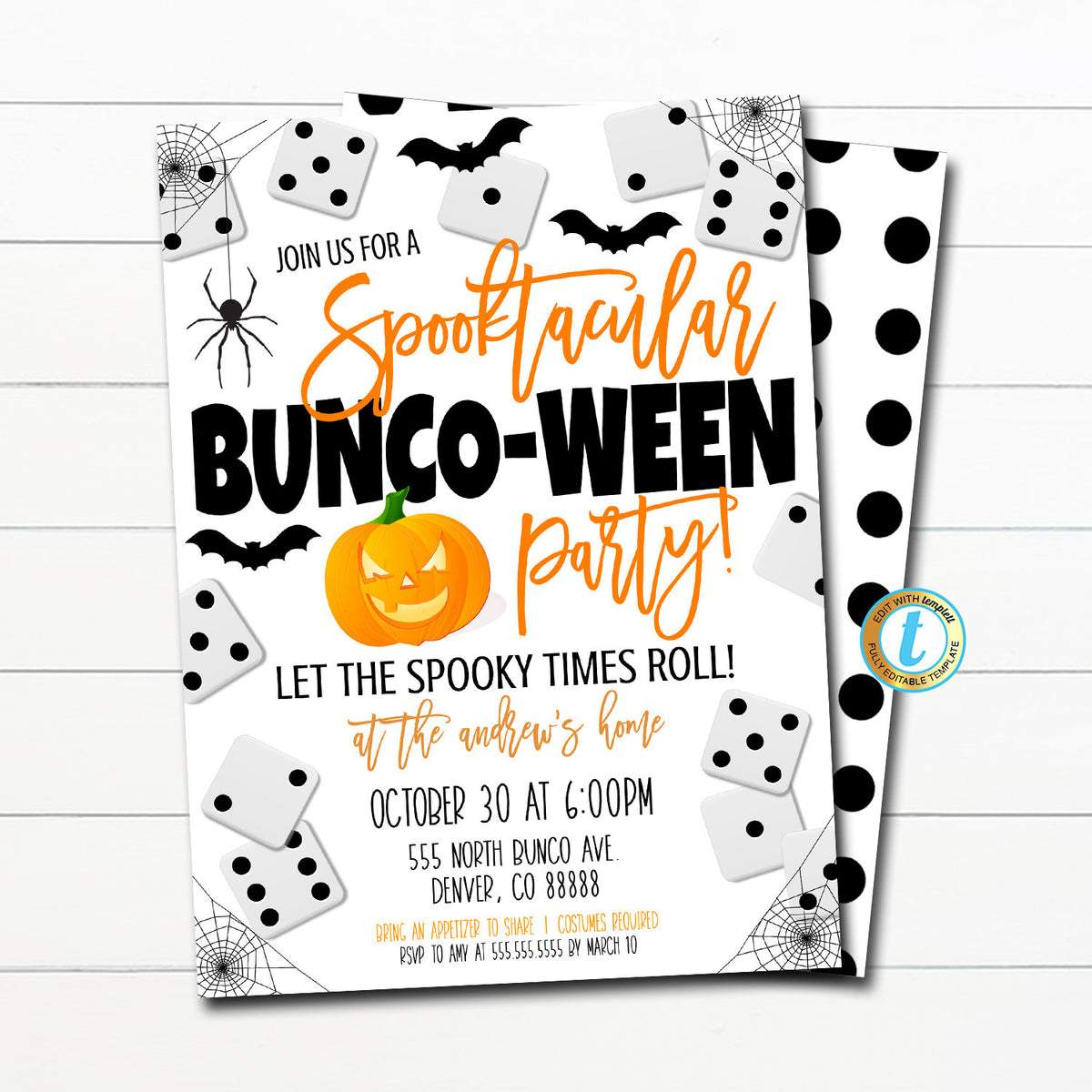Halloween Bunco Party Invitation | TidyLady Printables