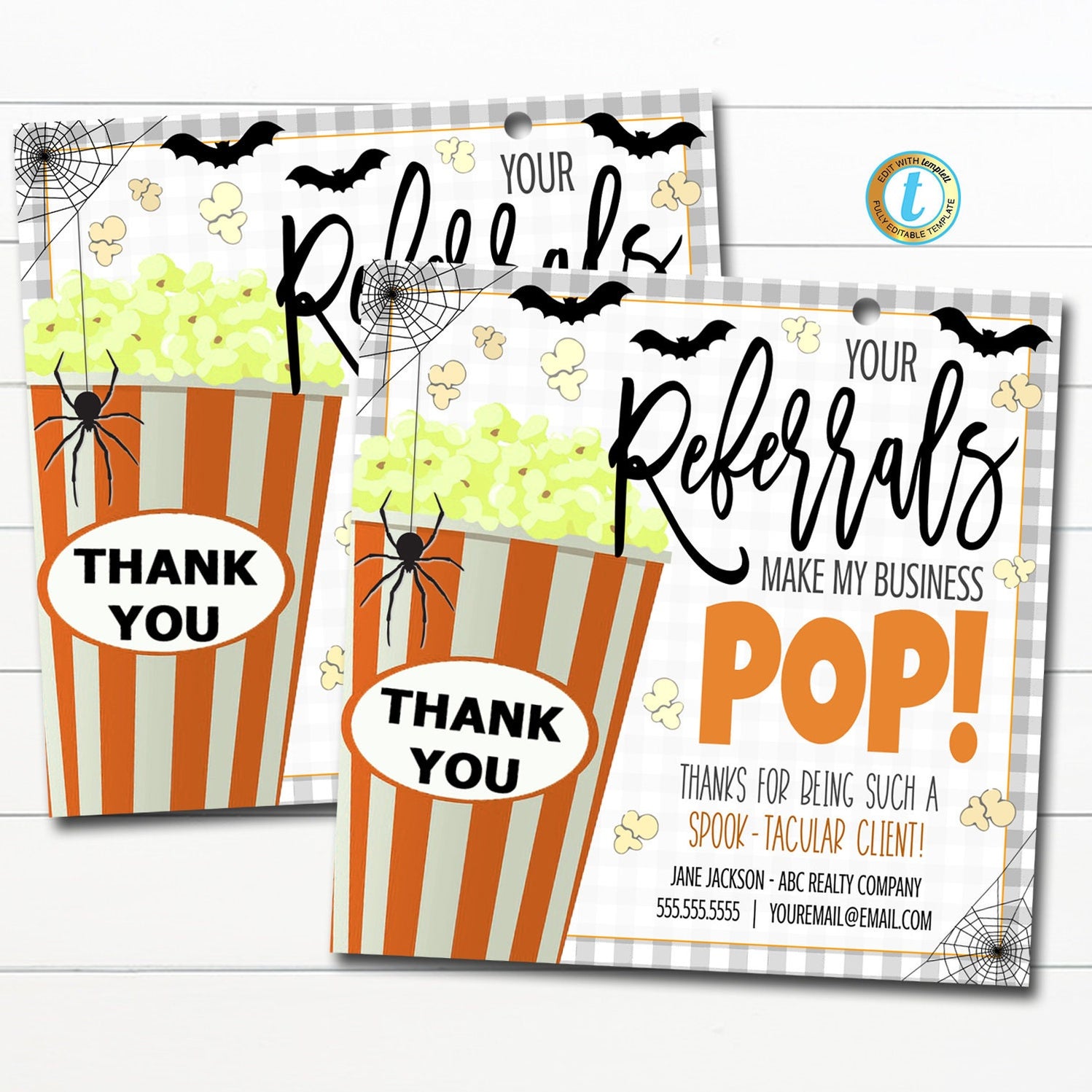Halloween Realtor Popcorn Tags | Open House Real Estate Thank You ...