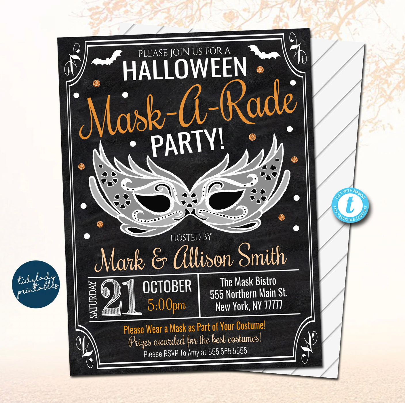 Halloween Masquerade Party Mask Invitation | Mask-a-rade party ...