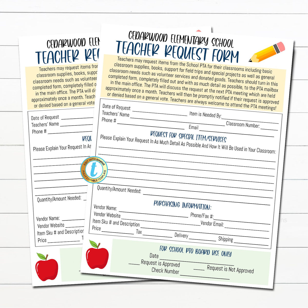 Printable PTO PTA Teacher Request Form | TidyLady Printables