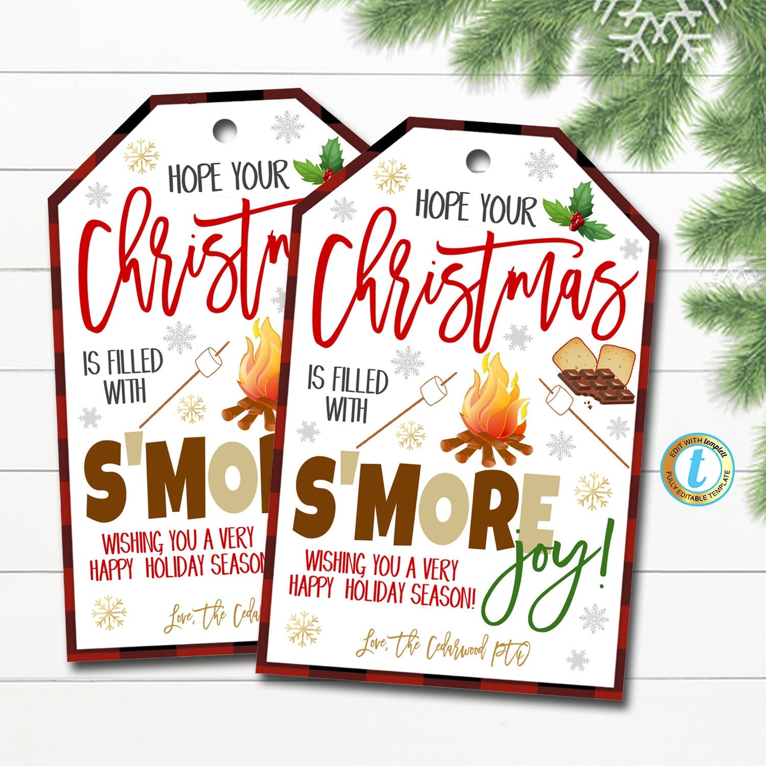 Christmas S'mores Gift Tag | Chocolate Candy Gift — TidyLady Printables