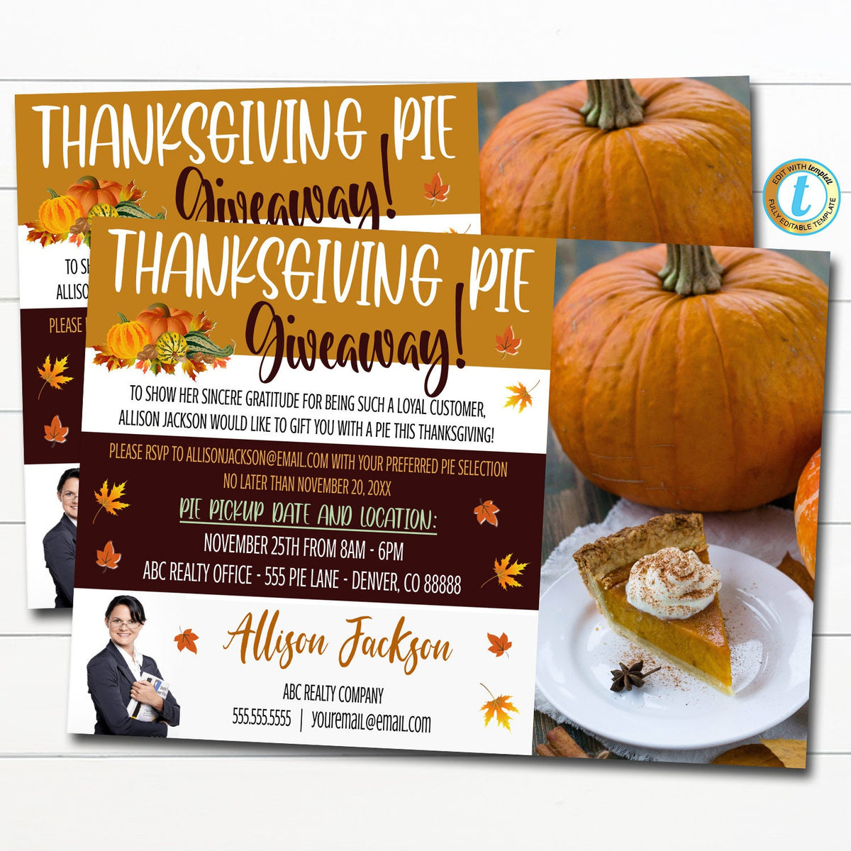 Fall Real Estate Postcard | Realtor Pie Gift — TidyLady Printables