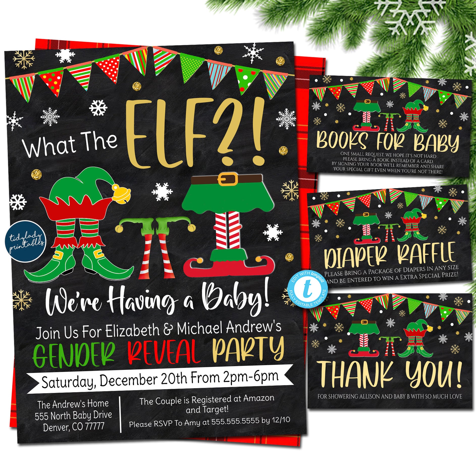 Christmas Gender Reveal Party Invitation | What The Elf — TidyLady ...