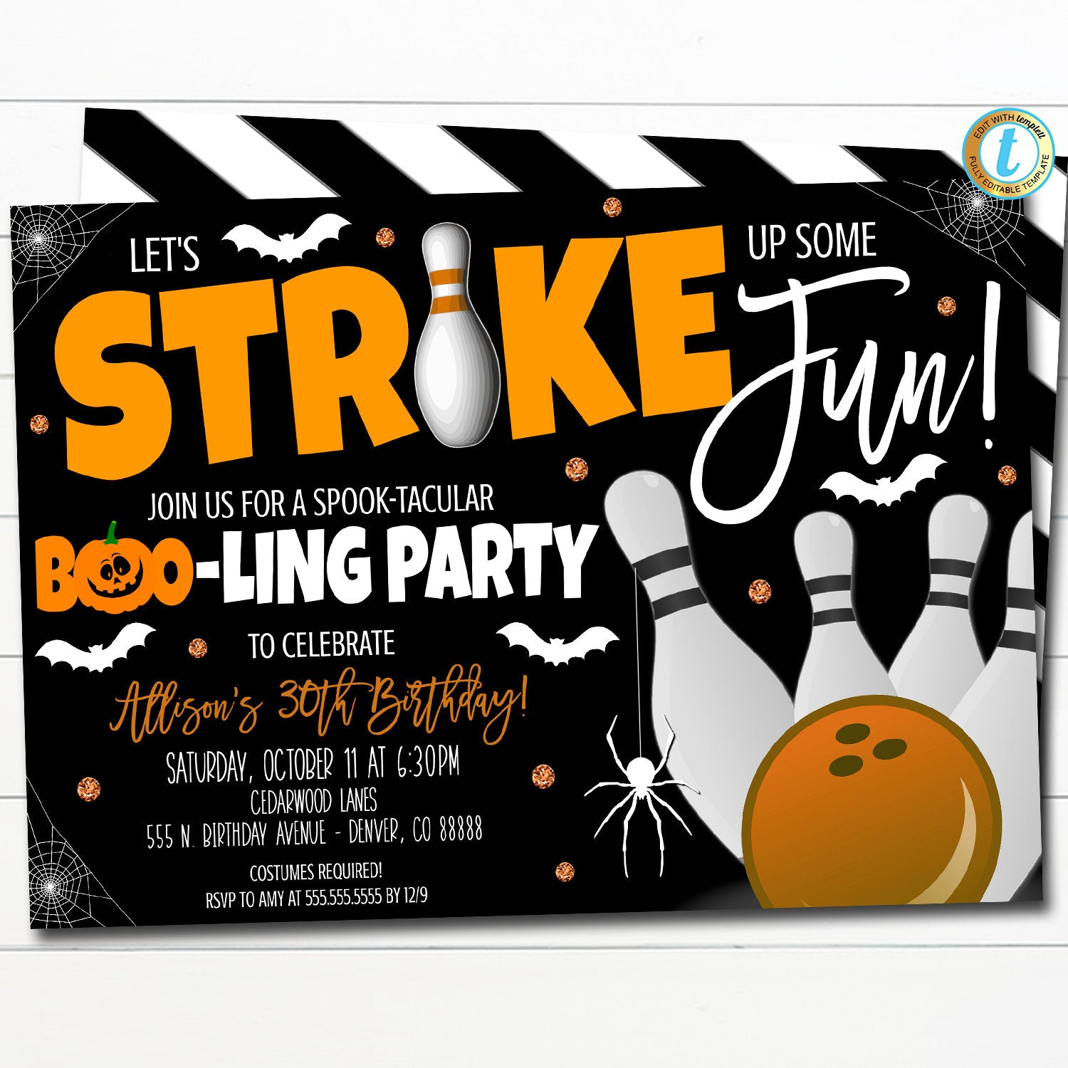 Bowling Party Invitations Printable Templates
