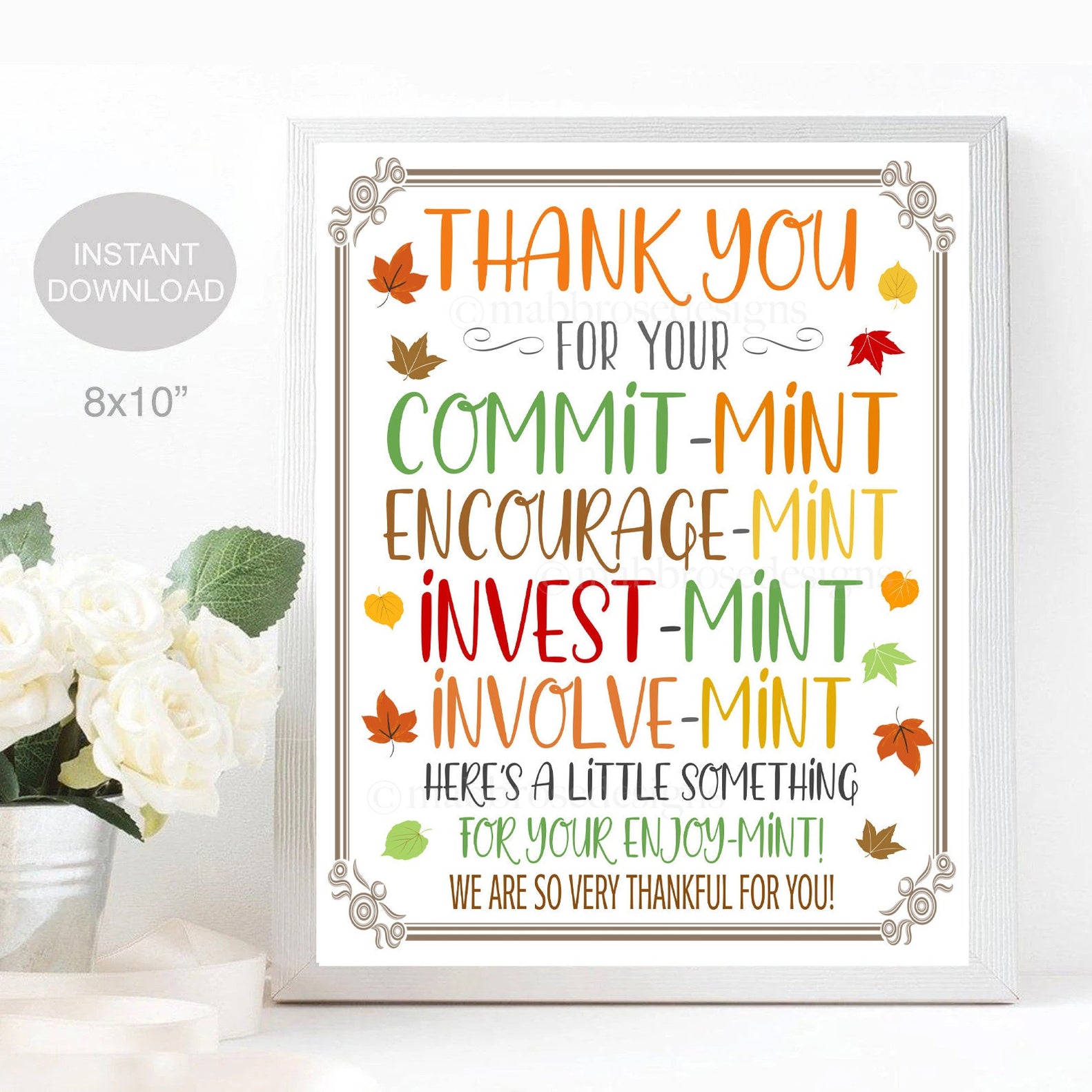 Fall Thanksgiving Thank You Sign, Employee Teacher Appreciation ...