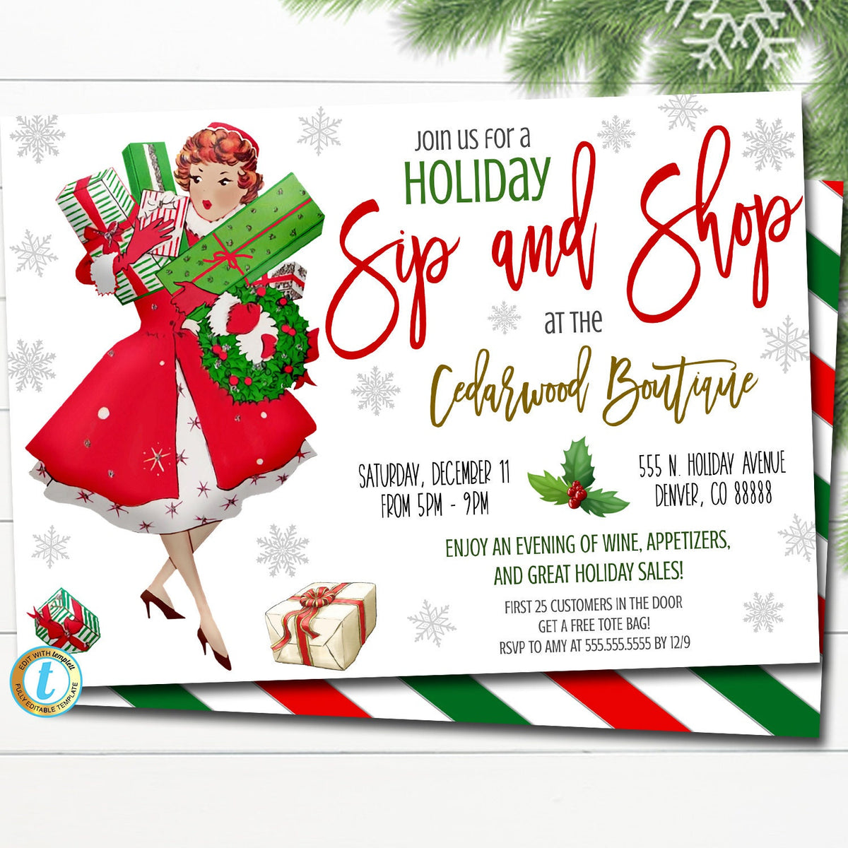 Holiday Sip and Shop Event Invitation | Boutique Shopping — TidyLady ...