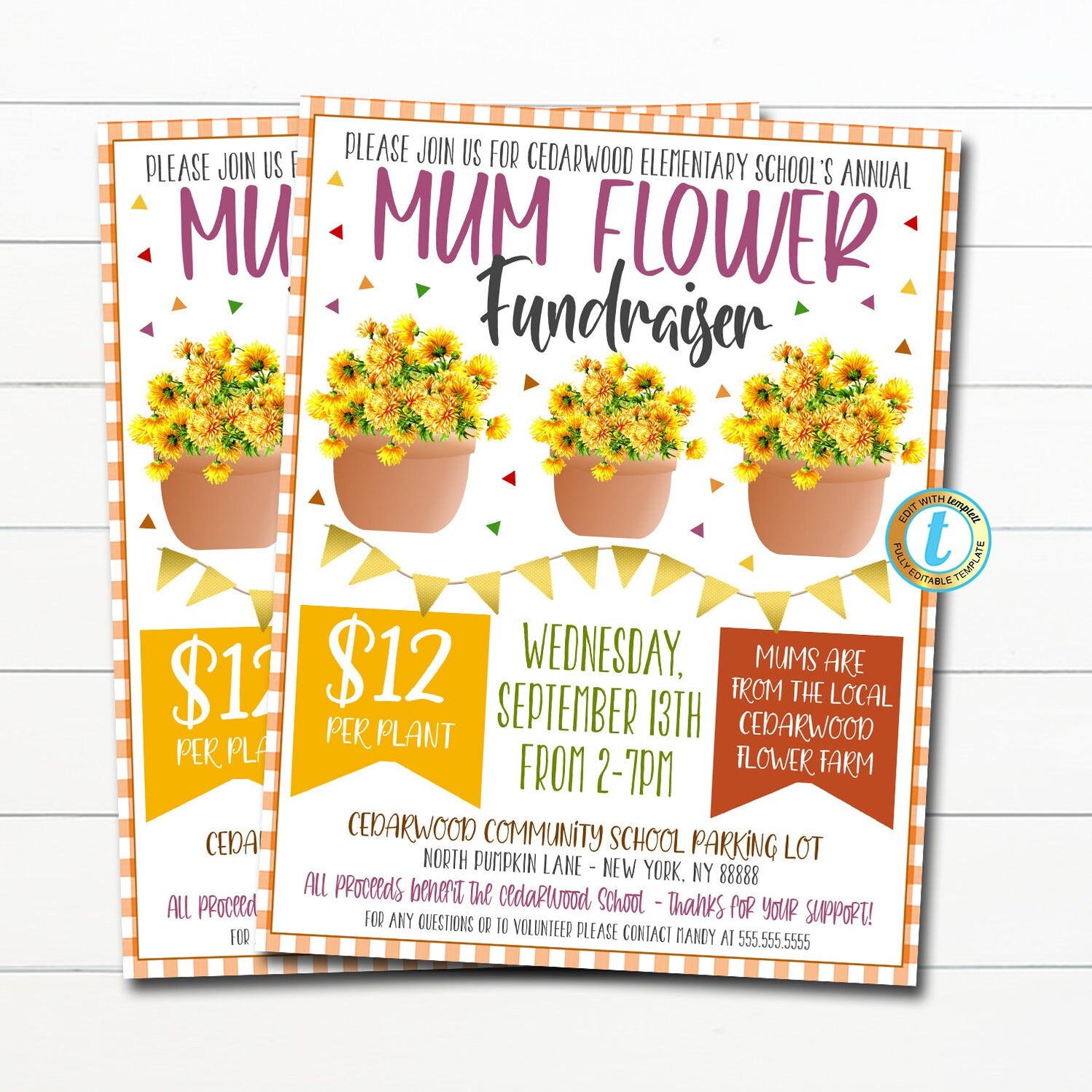 Mum Flower Sale Fundraiser Flyer | Fall Autumn Church School — TidyLady ...