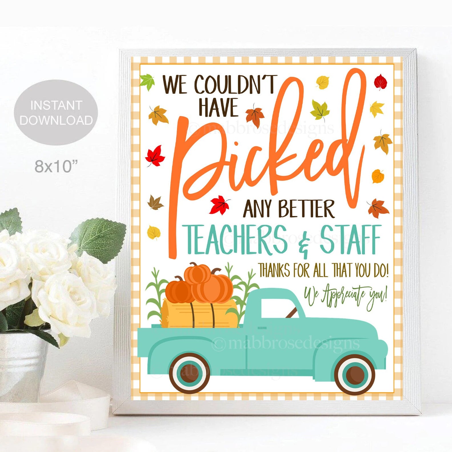 Fall Teacher Appreciation Pumpkin Sign | TidyLady Printables