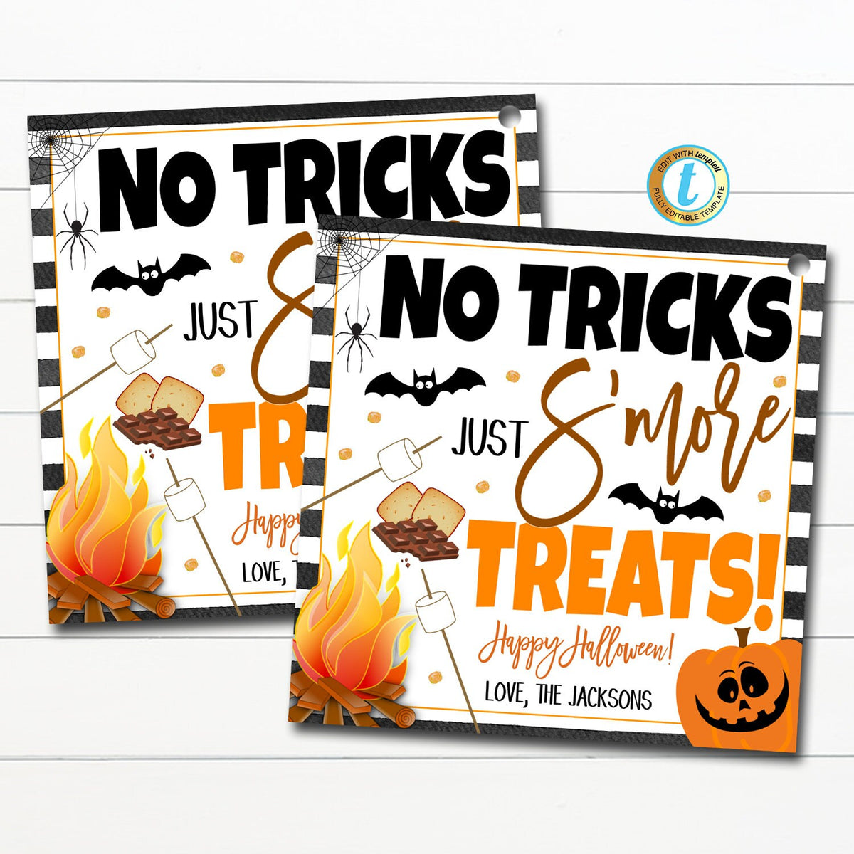 Halloween S'mores Gift Tag, Kids Halloween Party Favor Tag — TidyLady ...