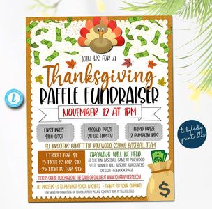 Thanksgiving Raffle Ticket Fundraiser Flyer | Split the pot — TidyLady ...