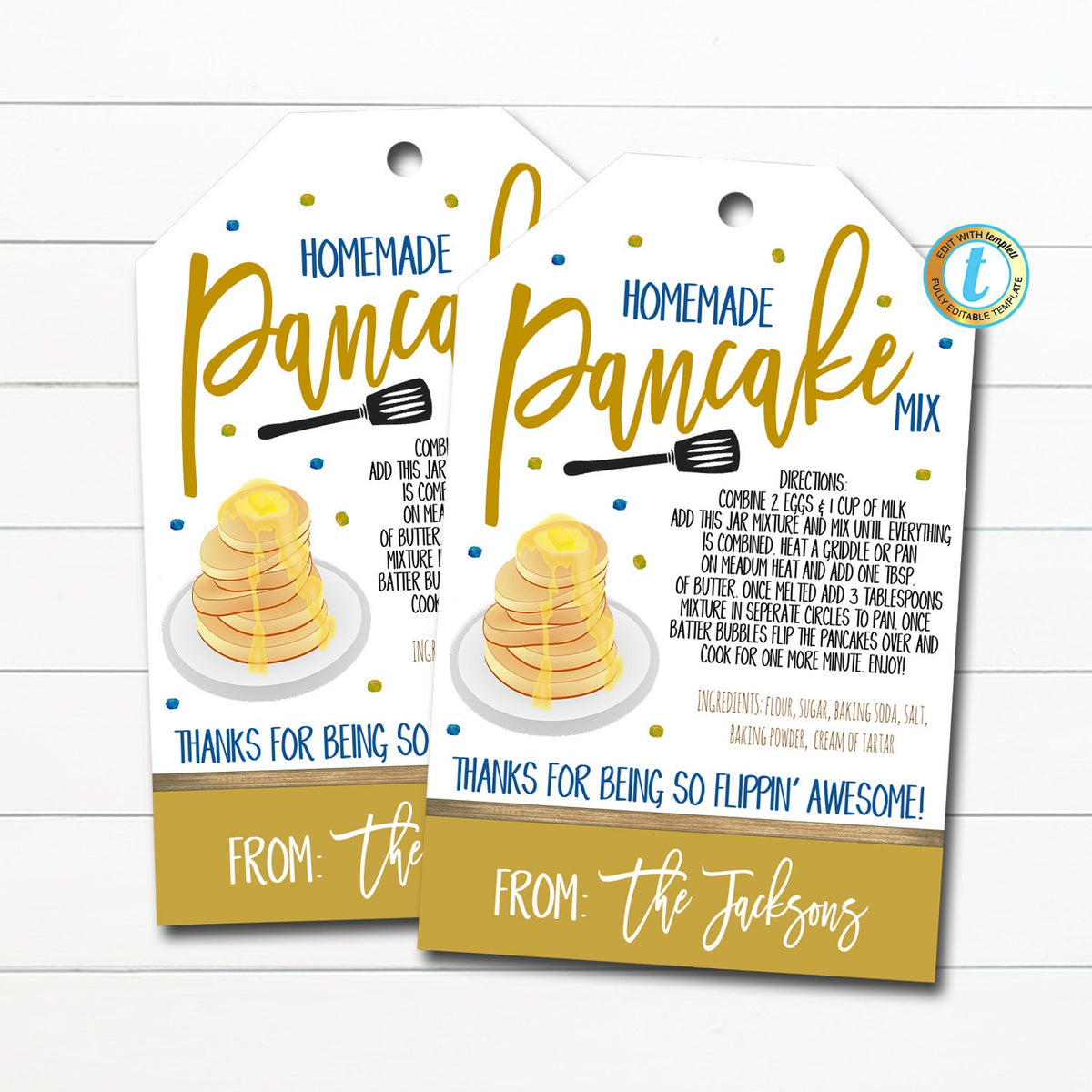 Pancake Mix Gift Tags | Printable Recipe Tag — TidyLady Printables