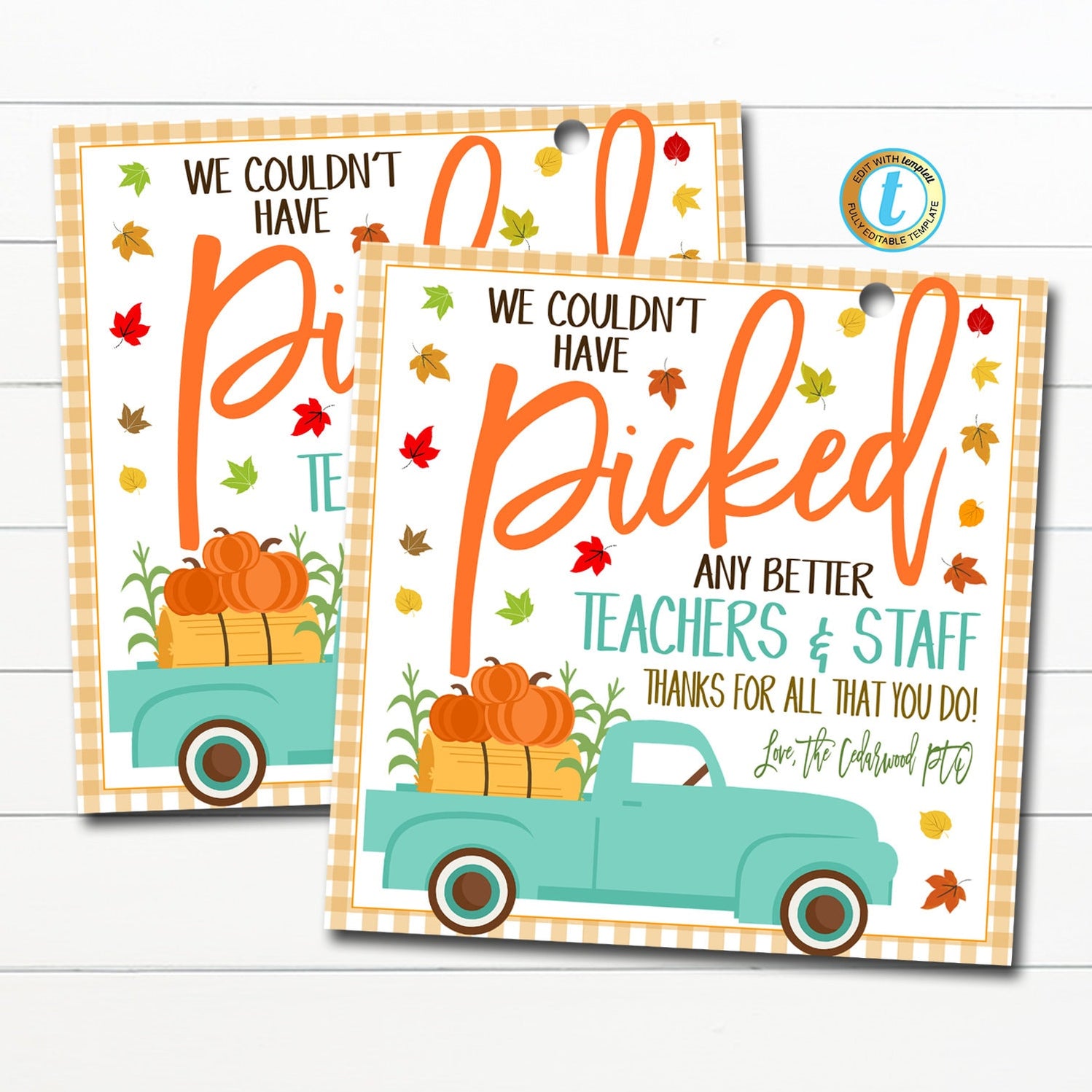 Teacher Gift Tags | Pumpkin Couldn't have Picked a Better Teacher ...