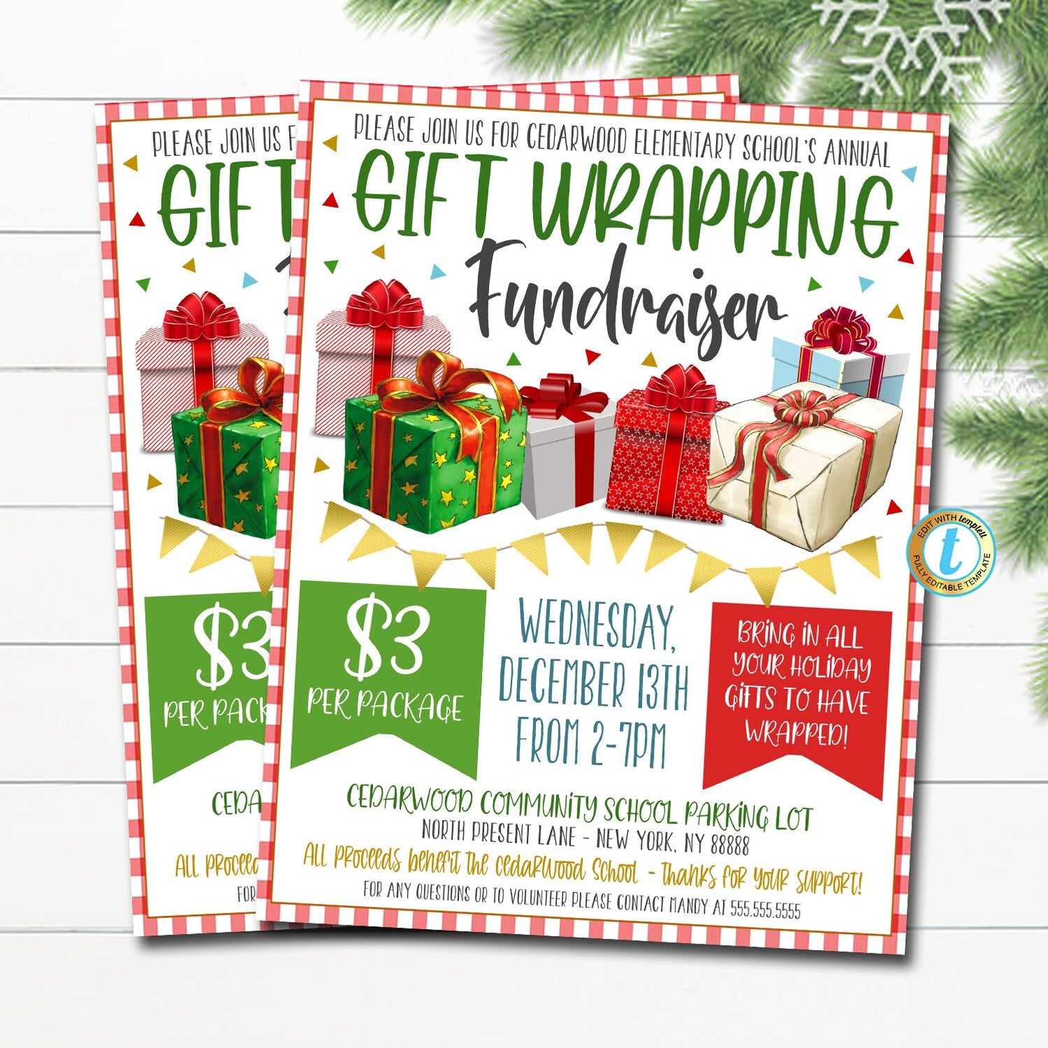 Gift Wrapping Fundraiser Flyer Printable Template — TidyLady Printables