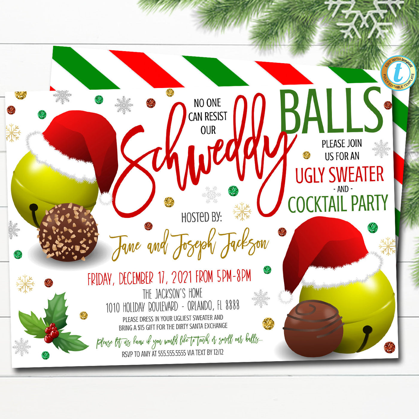 Christmas Party Invitation | Schweddy Balls Dirty Santa Party ...