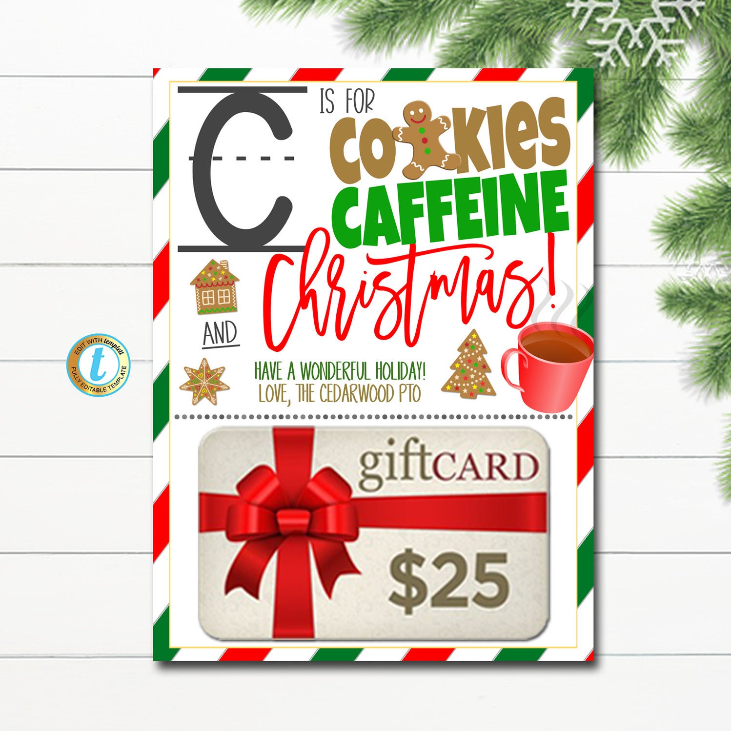 Christmas Teacher Gift Card Holder | C is for Caffeine and Coffee ...