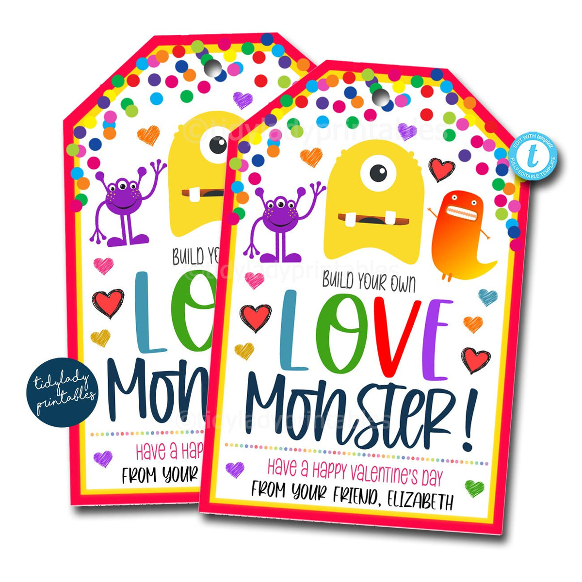 Valentine Love Monster Gift Tags | Valentine's Day Pop Its — TidyLady ...
