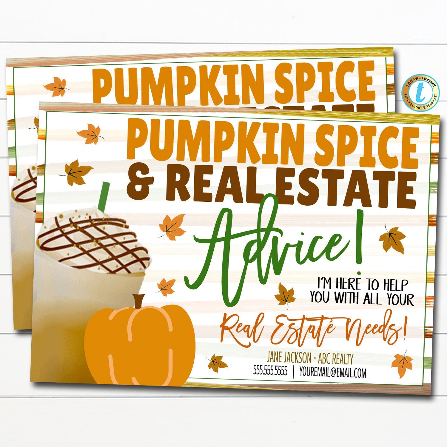 Fall Realtor Postcard Mailer | Pumpkin Spice and Real Estate Advice ...