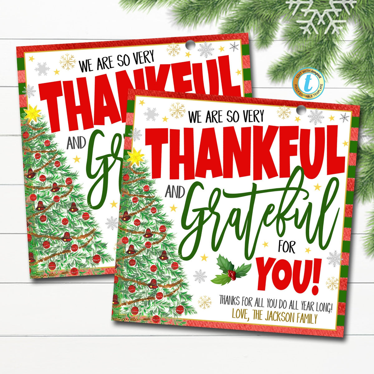 Holiday Grateful For You Gift Tags | TidyLady Printables