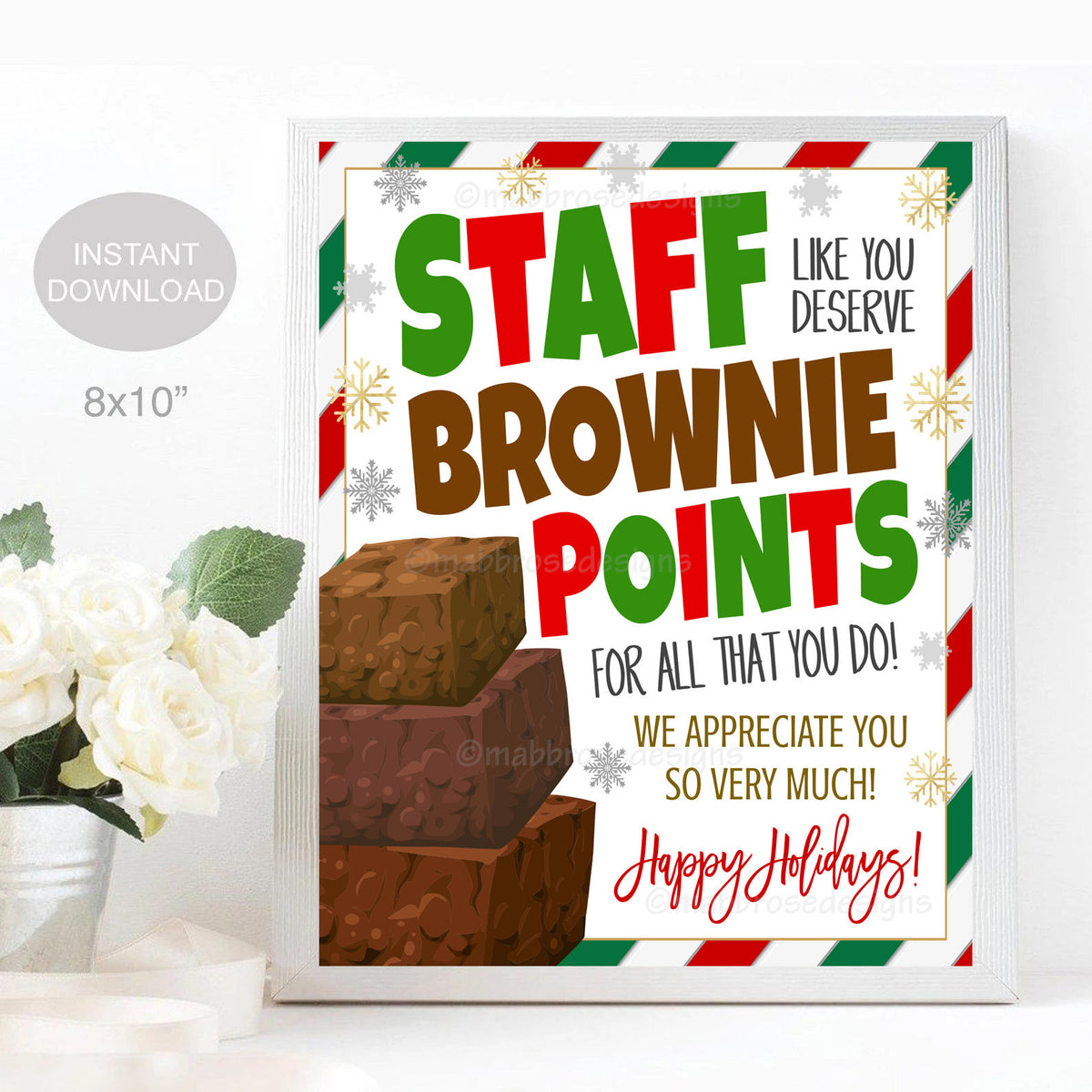 Christmas Employee Appreciation Sign | Deserve Brownie Points ...