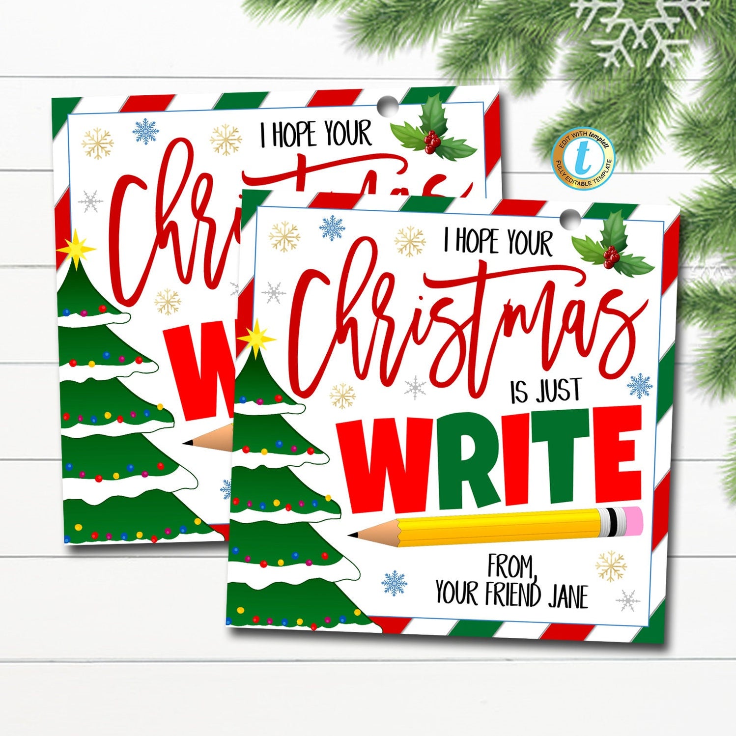 Christmas Pencil Gift Tags | Hope your Christmas is just write Gift Tag ...