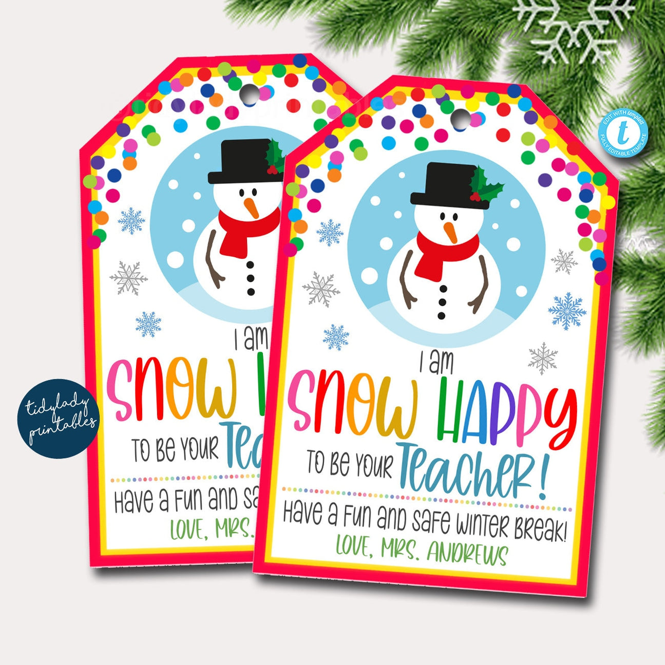 I am SNOW happy to be your teacher Tag | Gift To Student — TidyLady ...