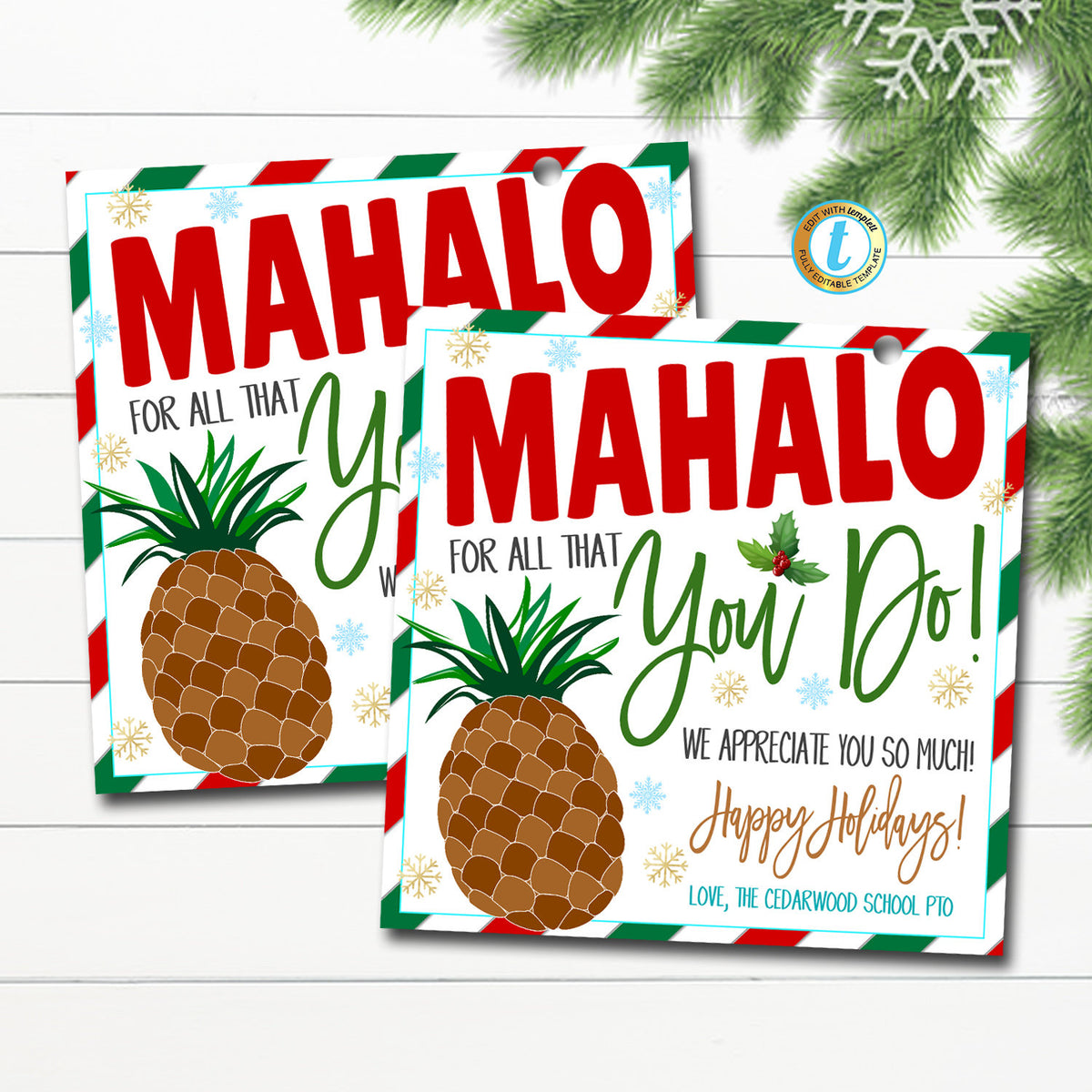 Christmas Mahalo Thank You Tag | Thanks for All You Do — TidyLady ...