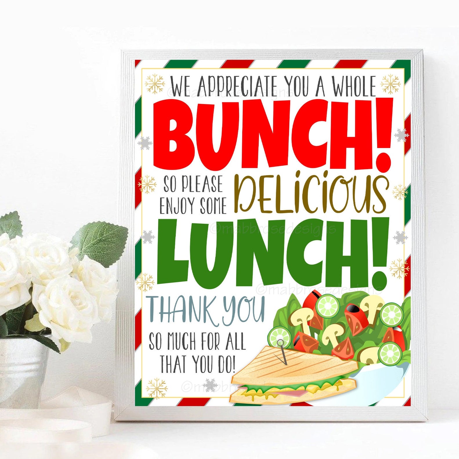 Christmas Lunch Thank You Sign | We Appreciate You — TidyLady Printables