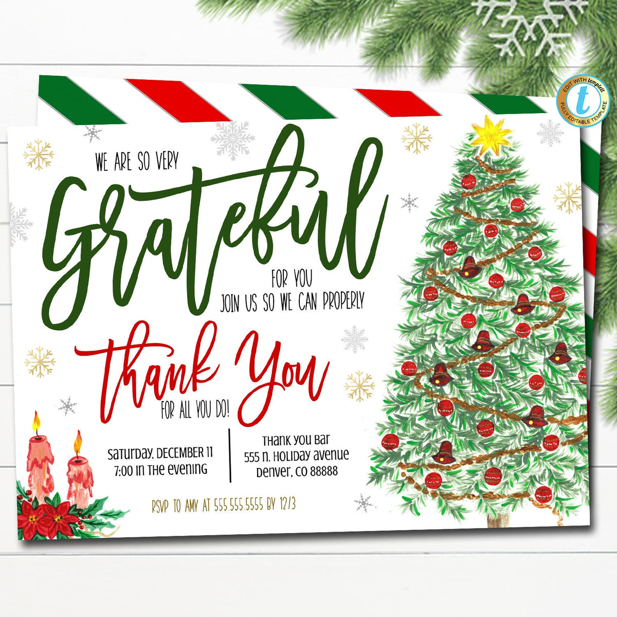 Holiday Corporate Party Grateful For You Invitation — TidyLady Printables
