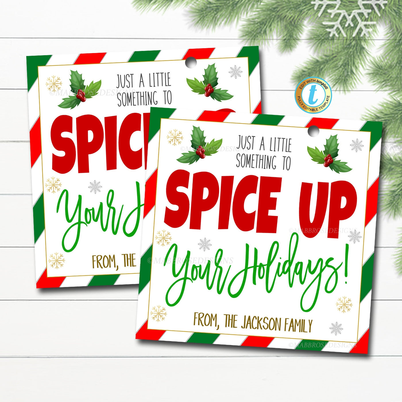 Christmas Gift Tags, Seasonings Gift Label, Printable Gift Tag ...