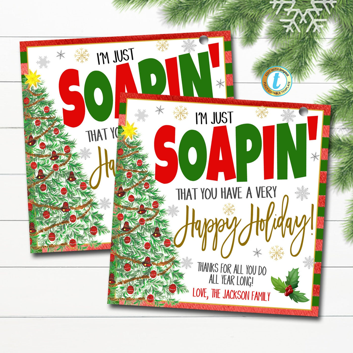 Christmas Gift Tag | Soapin' You Have a Merry Christmas — TidyLady ...