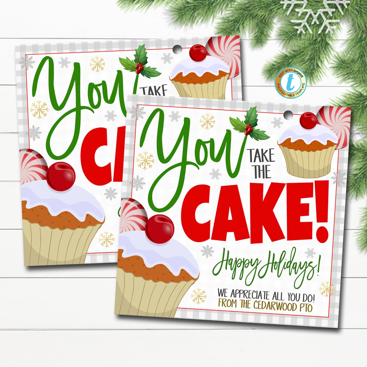 Christmas You Take the Cake Tag | Teacher Staff Employee Appreciation ...
