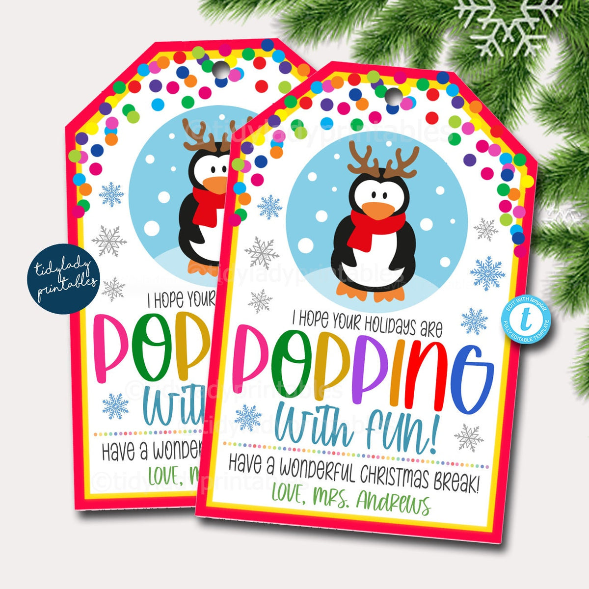 Christmas Pop It Gift Tags | Pop-It Gift Labels — TidyLady Printables