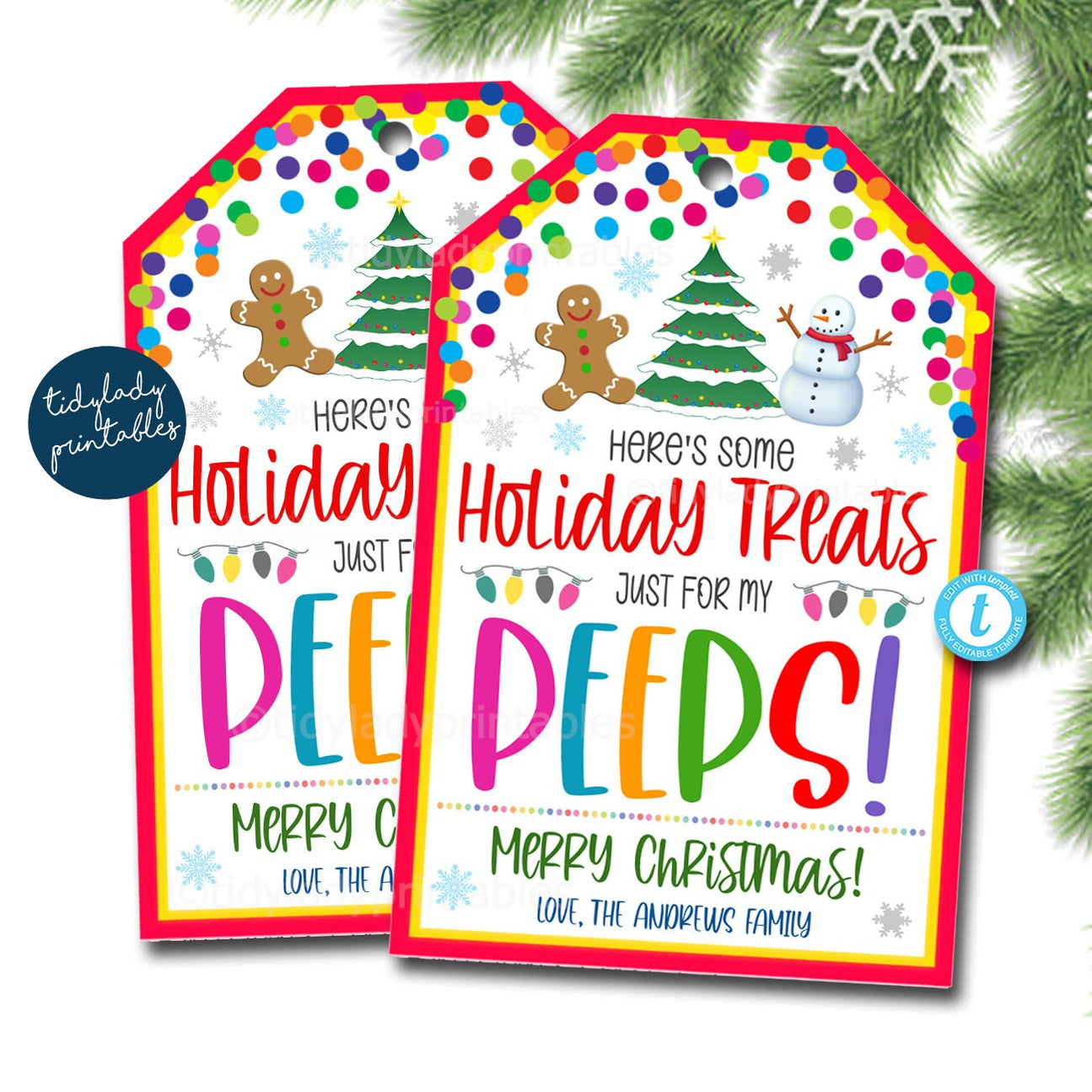 Treats For My Peeps Printable Tag | Christmas Gift Tag — TidyLady ...