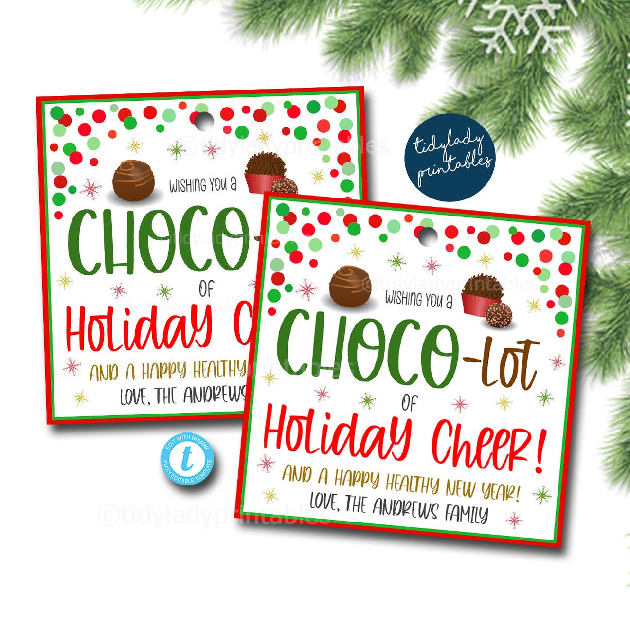 Christmas Chocolate Candy Gift Tags | Thanks a Choco-Lot — TidyLady ...