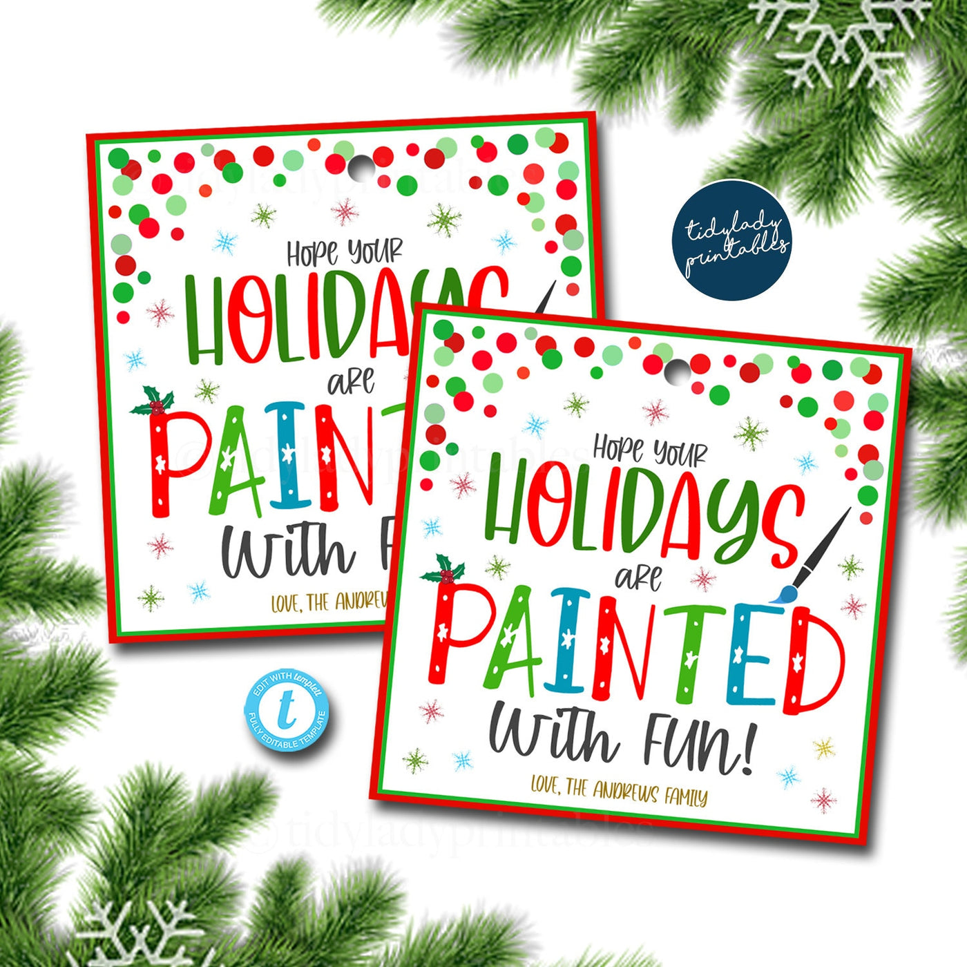 Christmas Painted with Fun Gift Tags, Holiday Classroom Tags — TidyLady ...