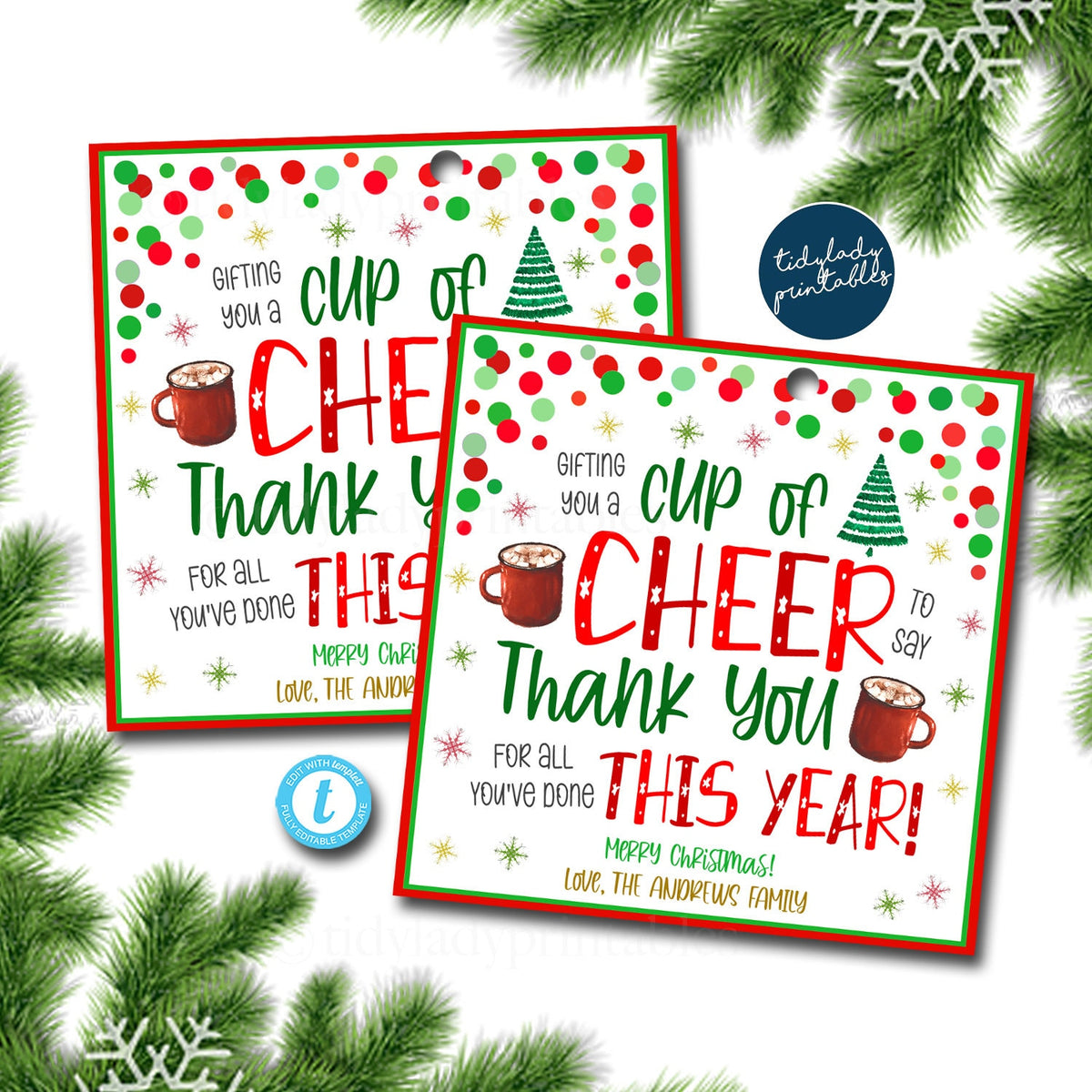 Christmas Gift Tags, Holiday Teacher Appreciation, Mug Gift Tag ...