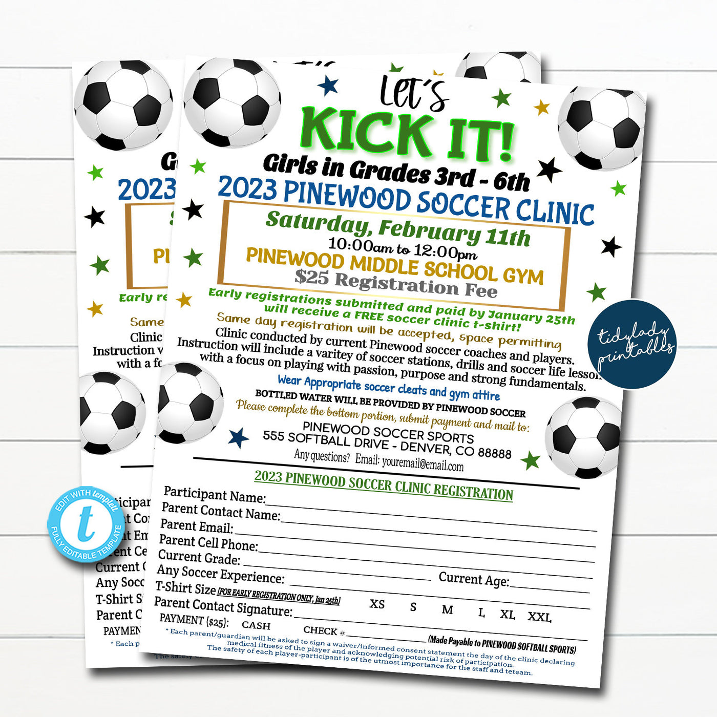 Soccer Clinic Registration Form | TidyLady Printables