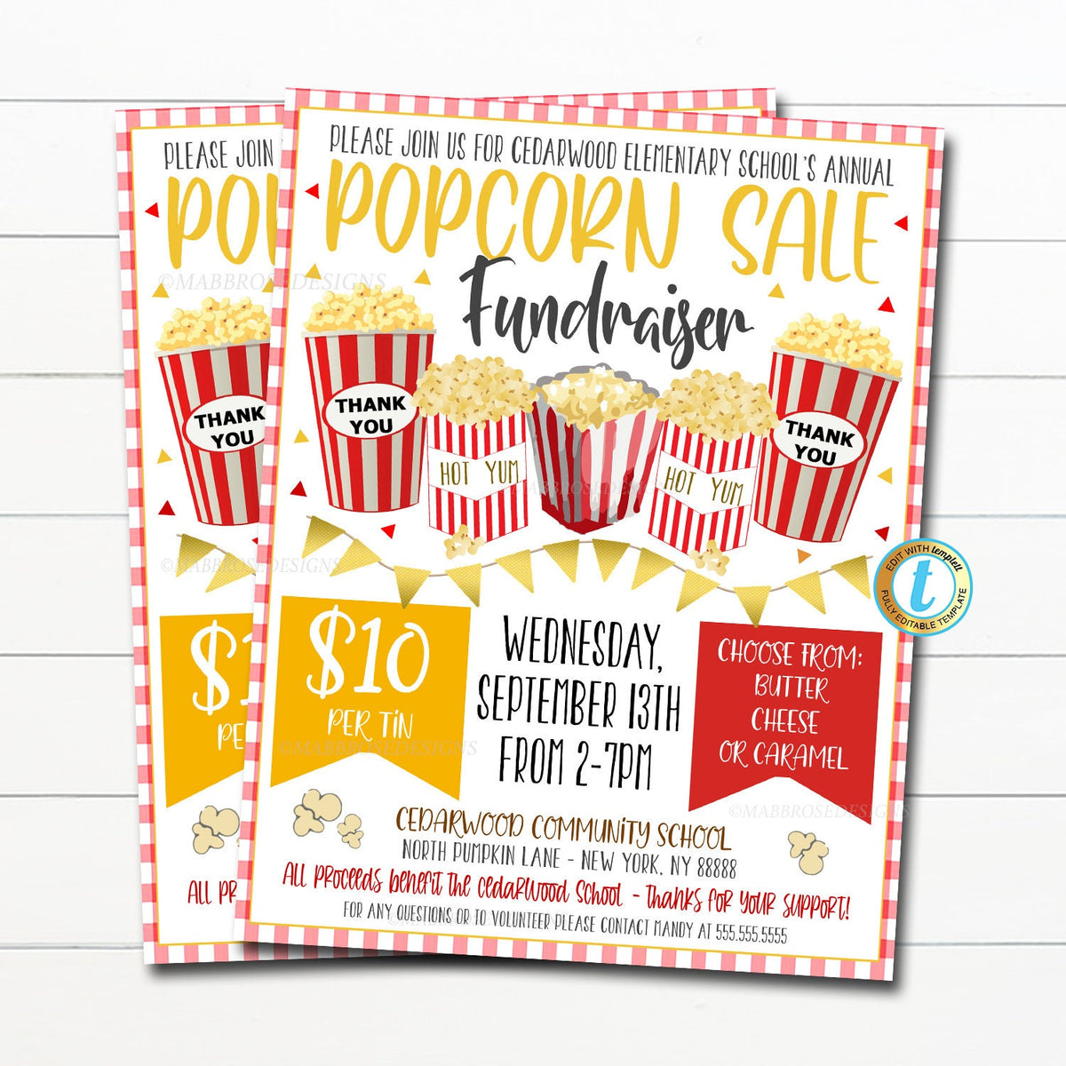 Popcorn Fundraiser Flyer | TidyLady Printables