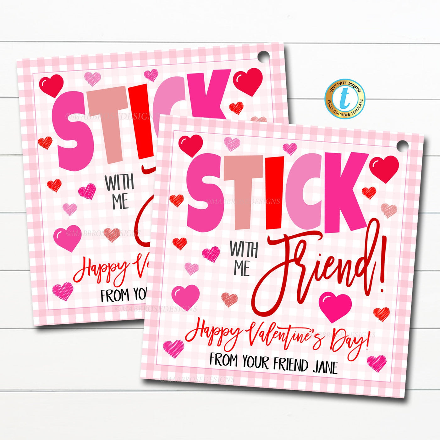 Valentine Sticker Gift Tags | Stick with Me, Toy Non Candy — TidyLady ...
