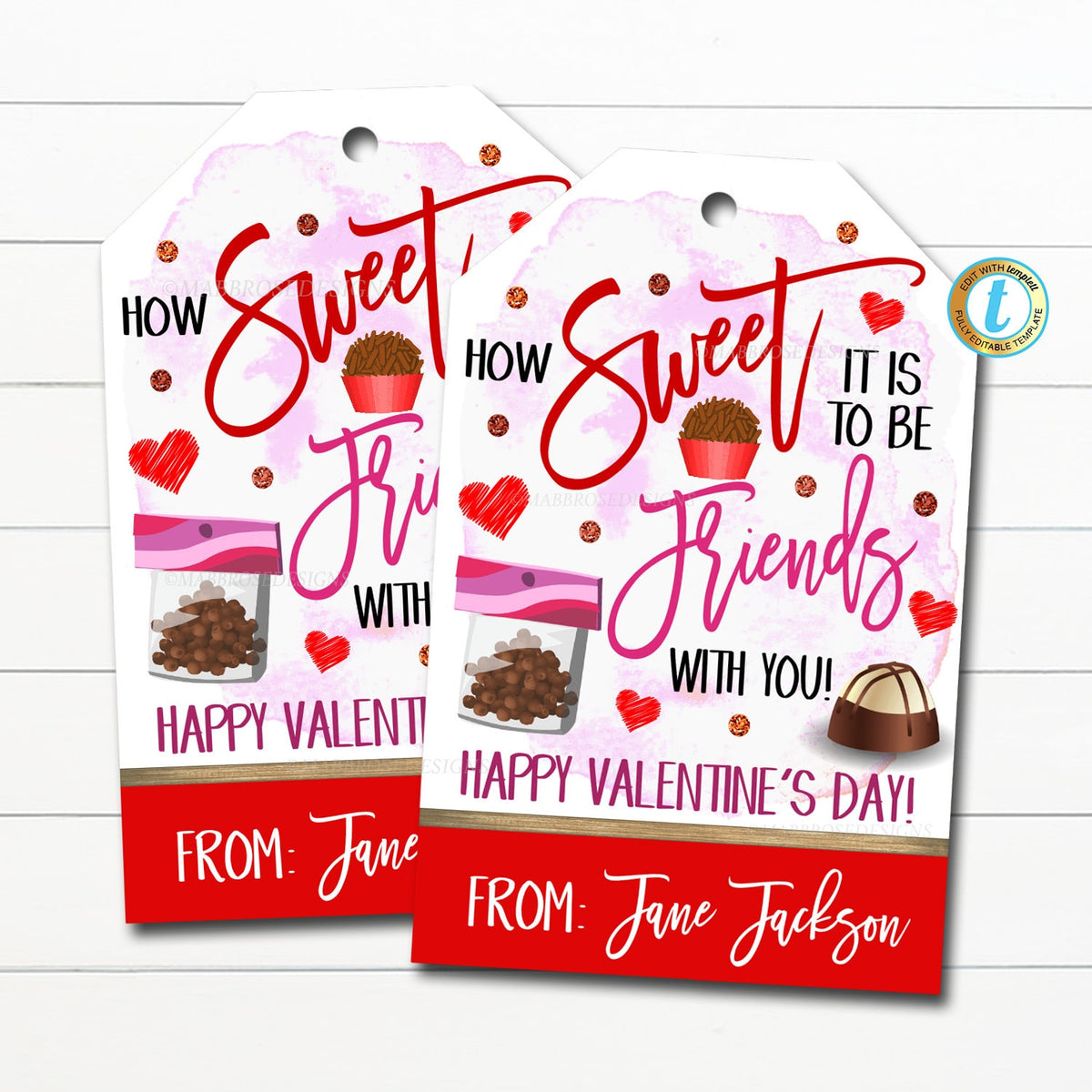 Valentine Friend Gift Tags | How Sweet it is To Be Friends With You ...