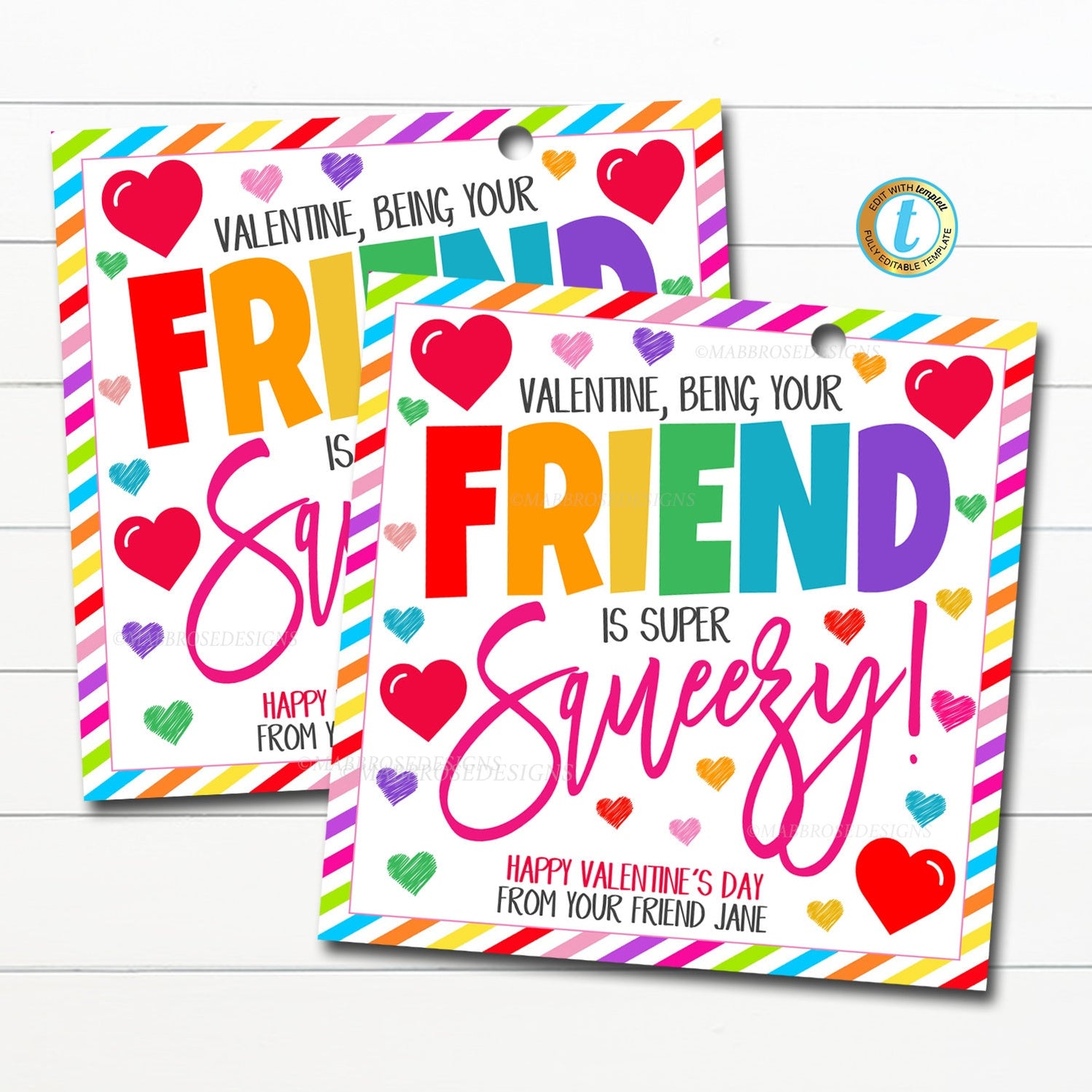 Being Friends with you Super Squeezy Valentine's Day Tag Squishy ...