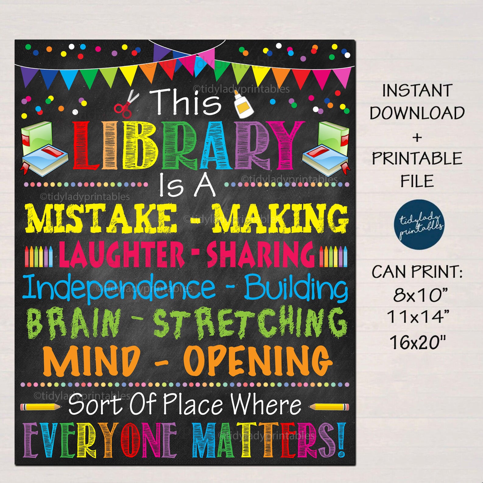 School Library Classroom Printable Poster, Librarian Decor — TidyLady ...