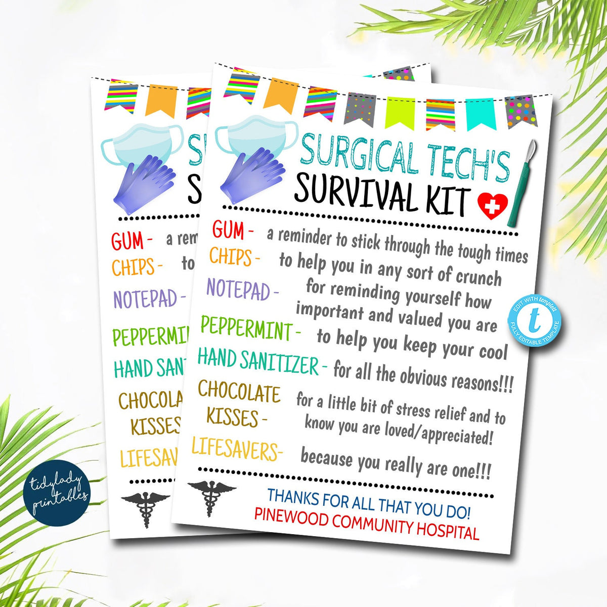 Surgical Tech Survival Kit Gift Tags | Medical Staff Appreciation ...