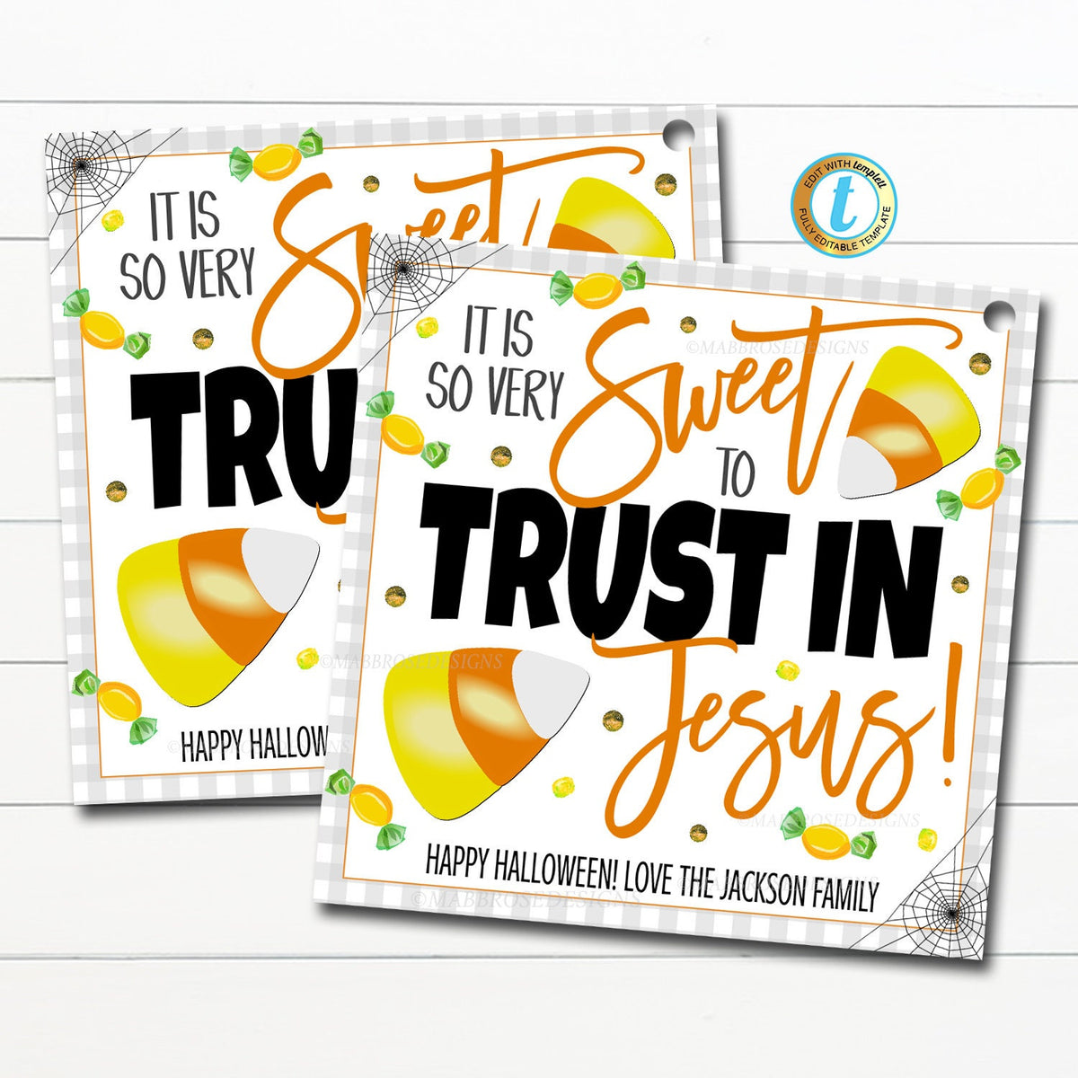 Halloween Religious Gift Tag, It's Sweet to Trust in Jesus — TidyLady Printables