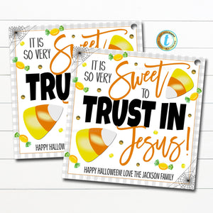 Halloween Religious Gift Tag, It's Sweet to Trust in Jesus — TidyLady Printables