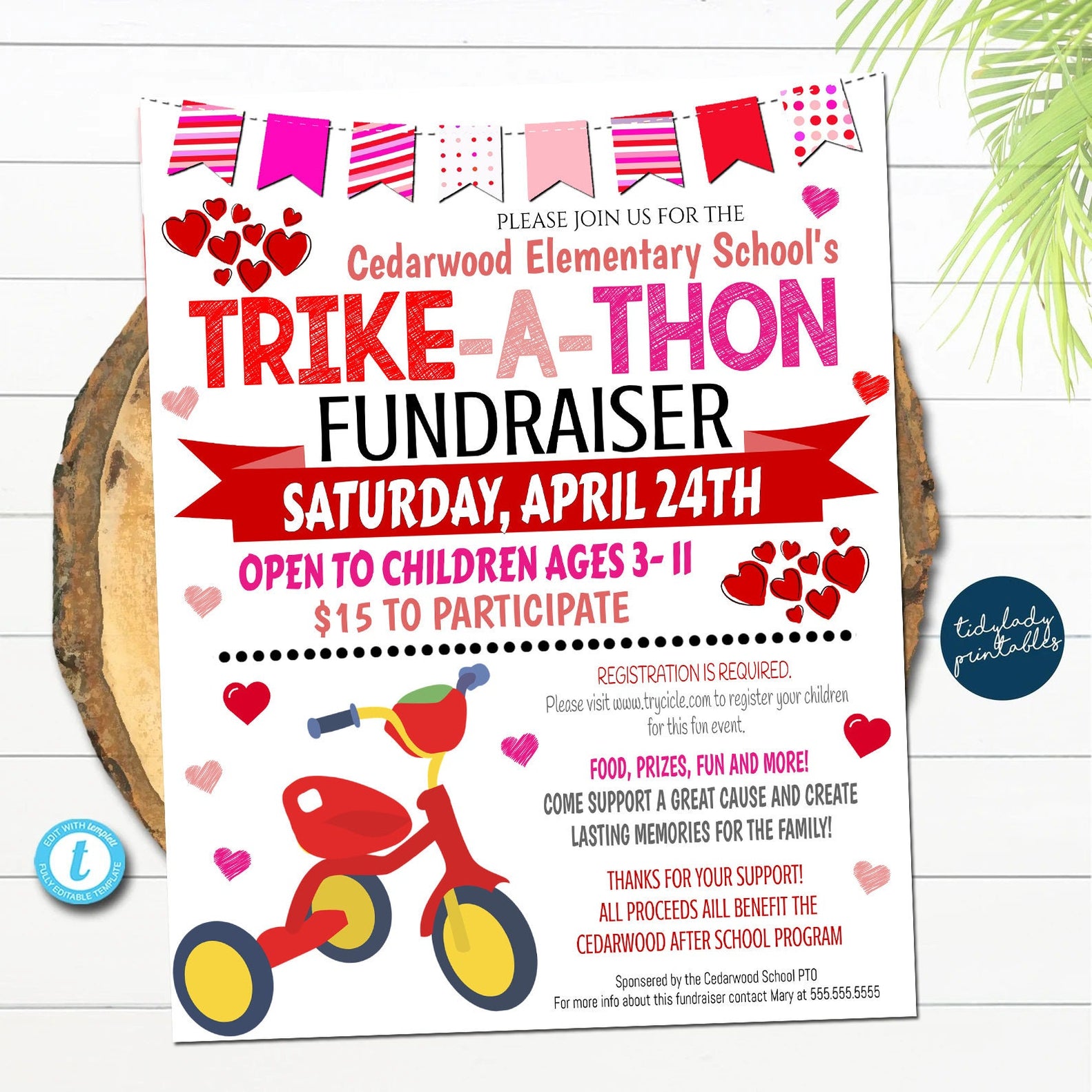 Editable Trike-a-thon Fundraiser Flyer | TidyLady Printables